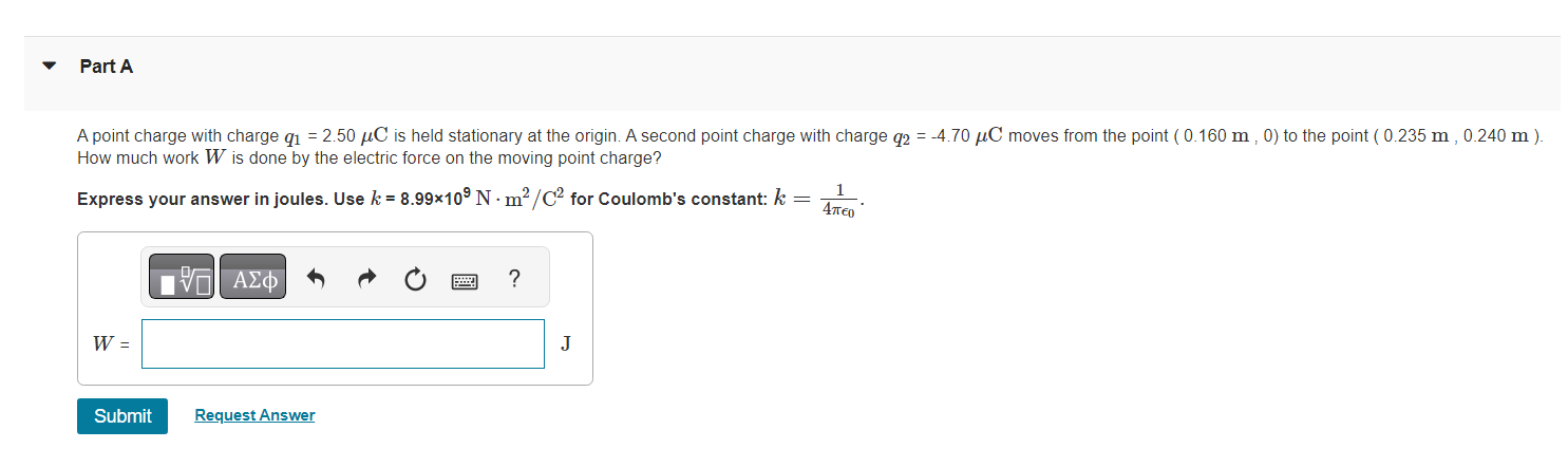 Solved A point charge with charge q1=2.50μC is held | Chegg.com