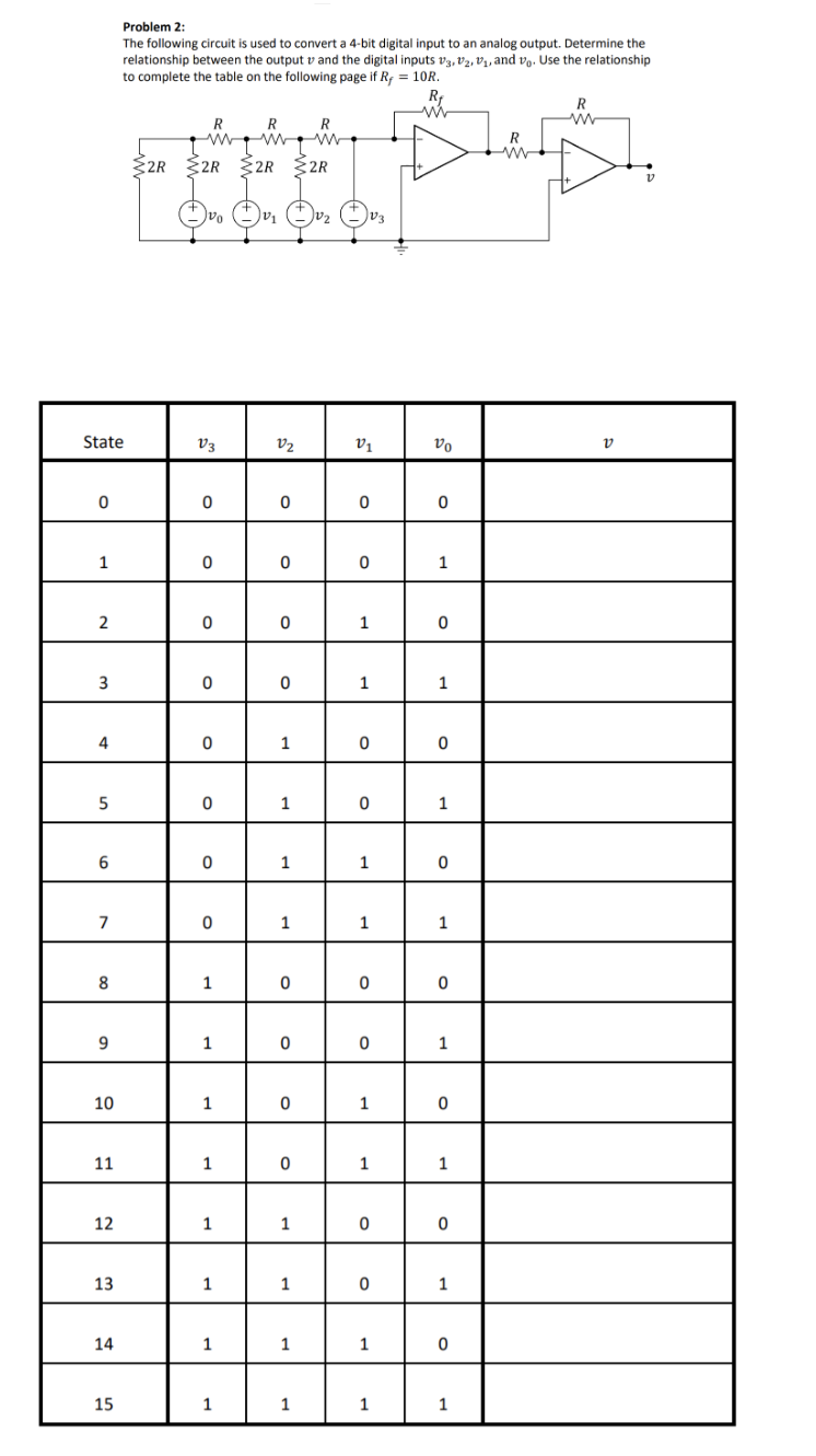 Solved Problem 2: The following circuit is used to convert a | Chegg.com