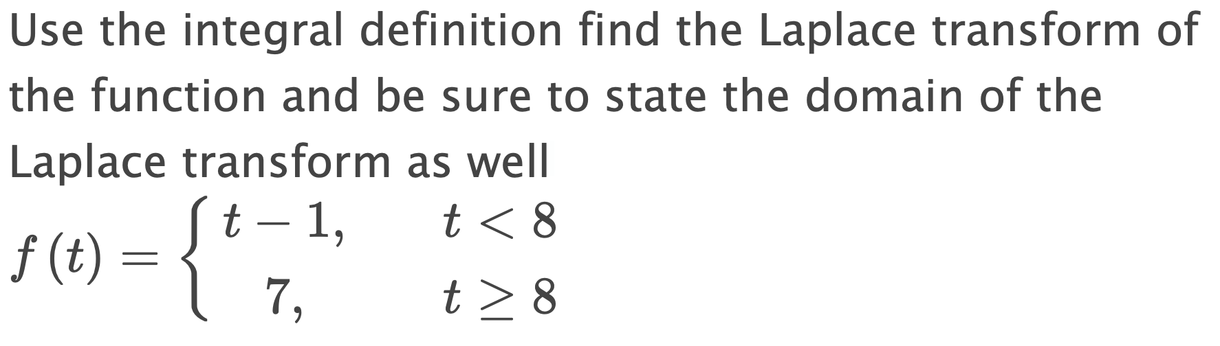 Solved Use the integral definition find the Laplace | Chegg.com