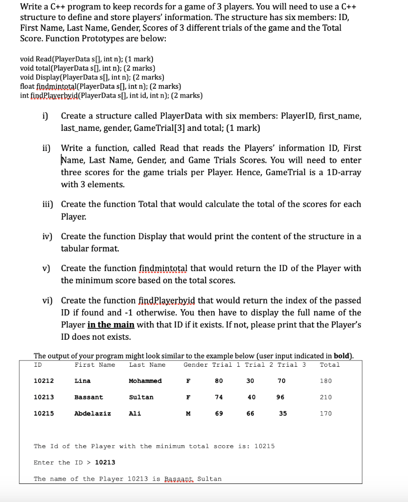 Write a C++ program to keep records for a game of 3 | Chegg.com
