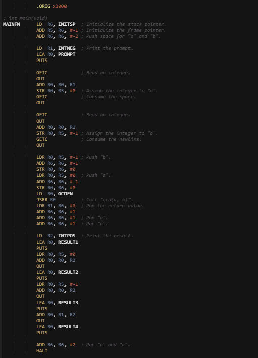 Solved Translate C into LC3 assembly language Complete the | Chegg.com