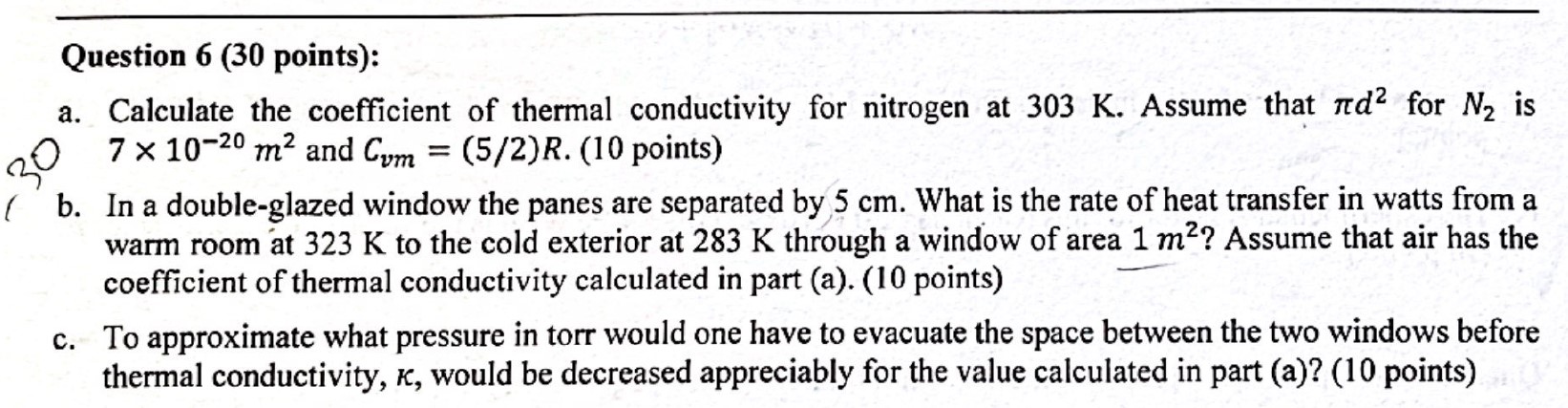 Solved a. Calculate the coefficient of thermal conductivity | Chegg.com