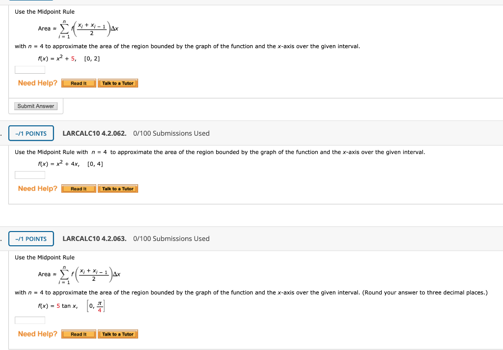 Solved Use the Midpoint Rule Area - (**»–4 )ay with n = 4 to | Chegg.com