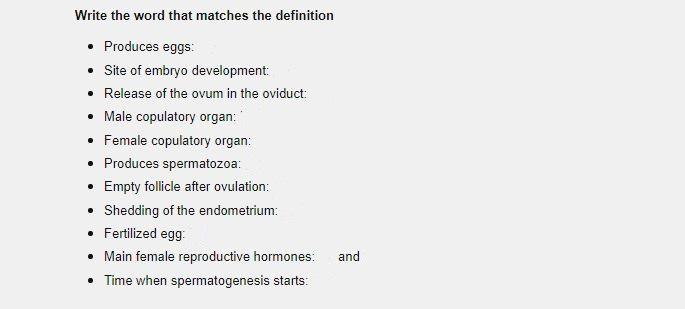 Solved Write the word that matches the definition • Produces | Chegg.com