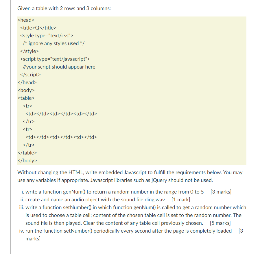 Solved Given a table with 2 rows and 3 columns: | Chegg.com