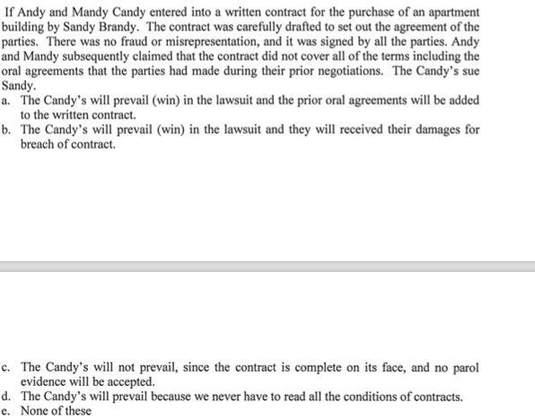 Solved If Andy and Mandy Candy entered into a written | Chegg.com