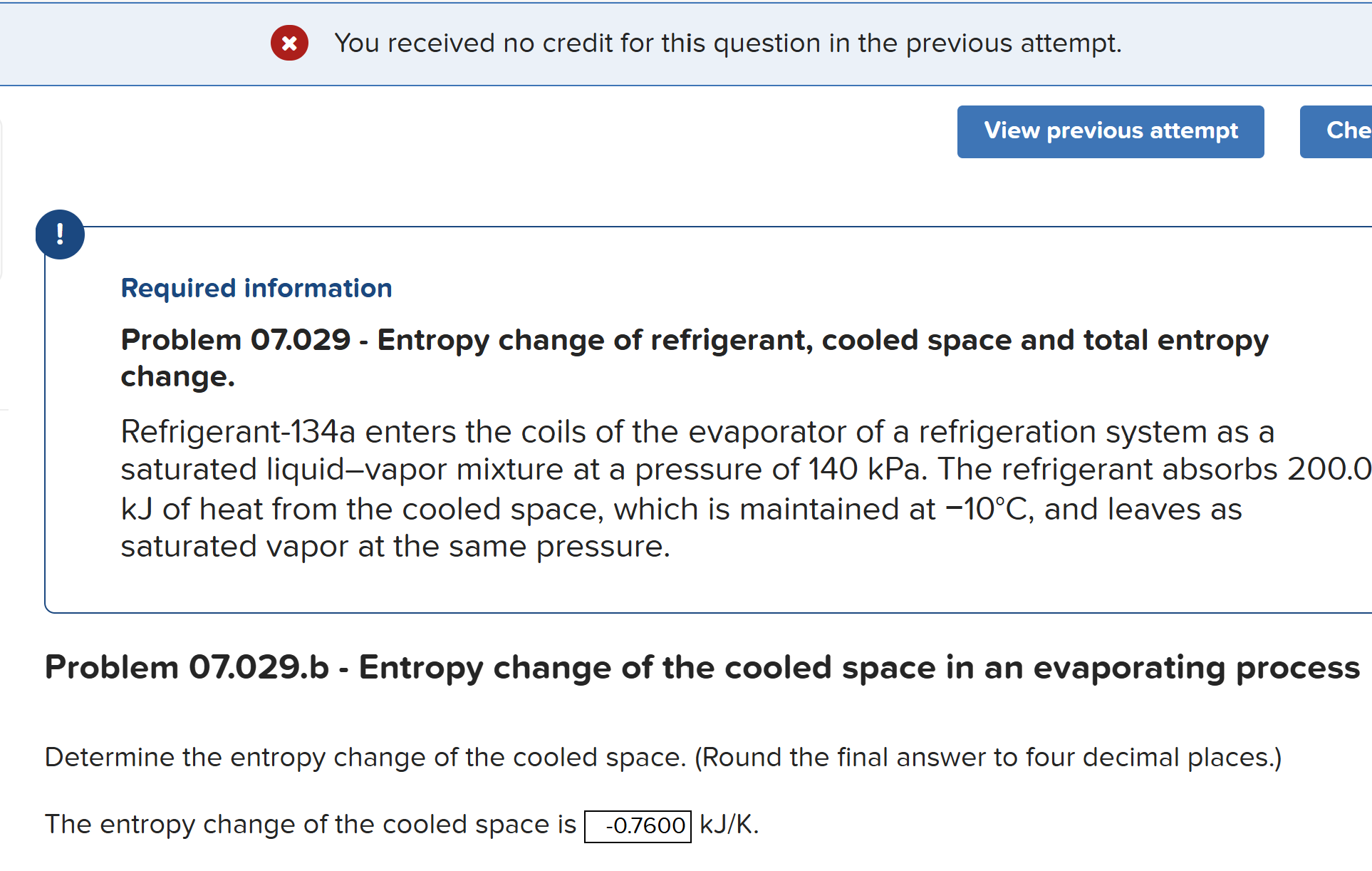 Solved !Required informationProblem 07.029 - ﻿Entropy change | Chegg.com