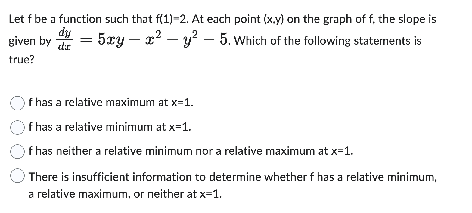 Solved Let f be a function such that f(1)=2. At each point | Chegg.com