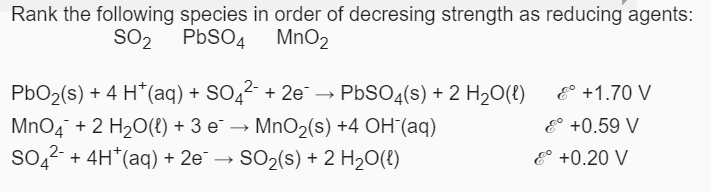 Solved Rank the following species in order of decreasing | Chegg.com