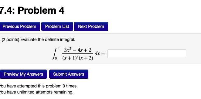 Solved 7.4: Problem 4 Previous Problem Problem ListNext | Chegg.com
