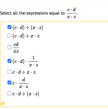 Solved Select all the expressions equal to x⋅zc⋅d. | Chegg.com