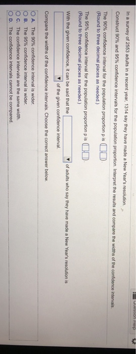 Solved In a survey of 2553 adults in a recent year, 1314 say | Chegg.com