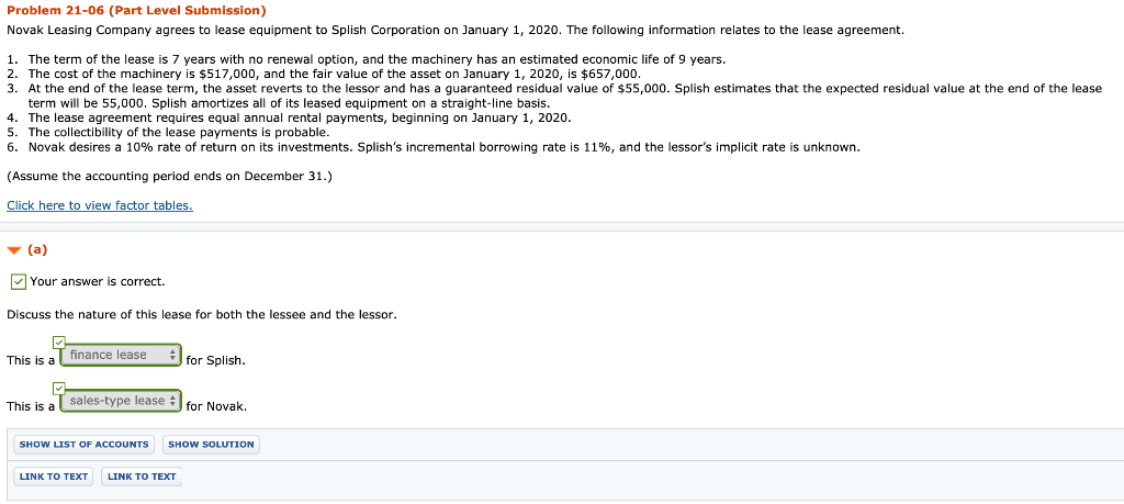 Solved Problem 21-06 (Part Level Submission) Novak Leasing | Chegg.com