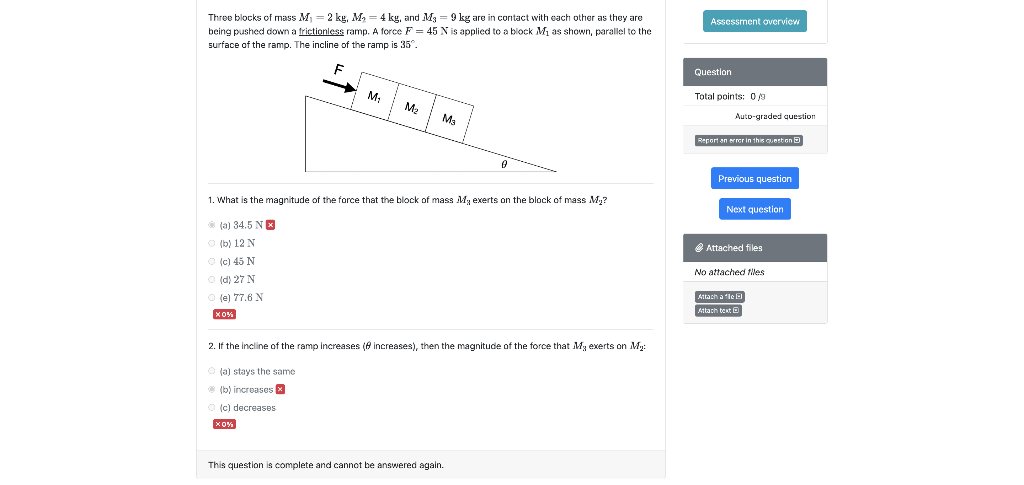 Solved Three blocks of mass M1=2 kg,M2=4 kg, and M3=9 kg are | Chegg.com