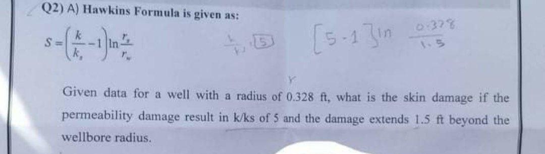Q2) A) Hawkins Formula is given as: K [5-13 in 37% | Chegg.com