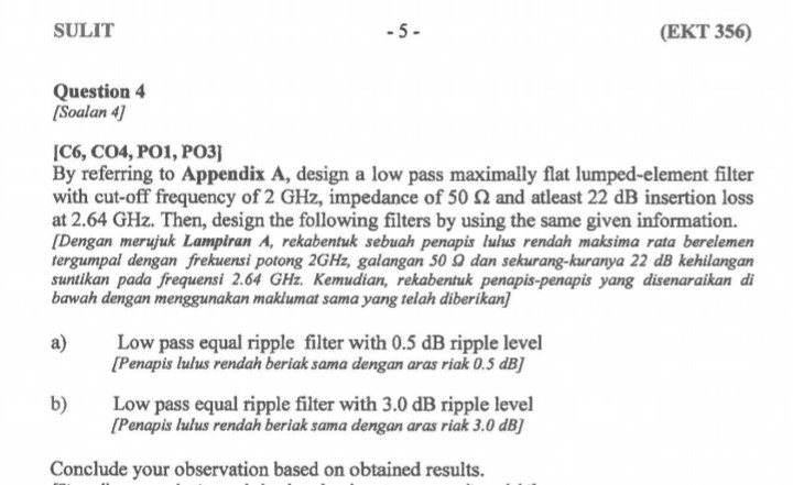 SULIT (EKT 356) Question 4 Soalan 4 [C6, C04, POI, | Chegg.com