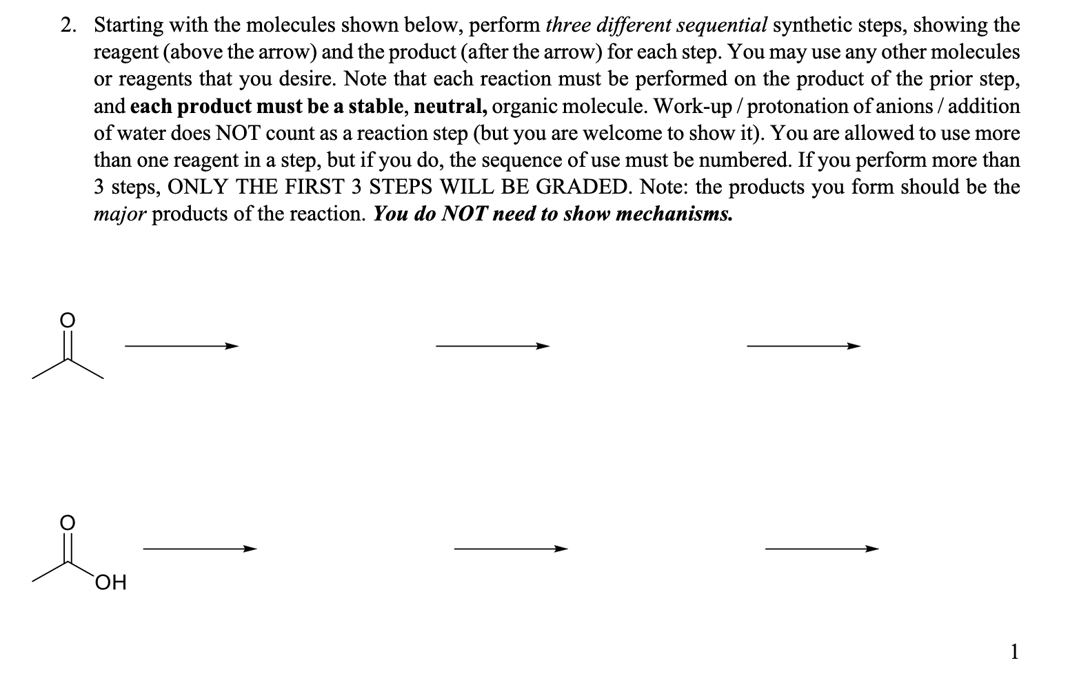 Solved 2. Starting with the molecules shown below, perform | Chegg.com