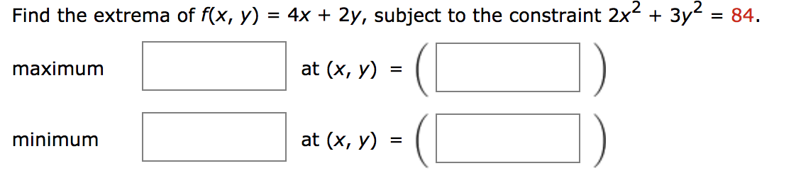 Solved Find the extrema of f(x, y) = 4x + 2y, subject to the | Chegg.com