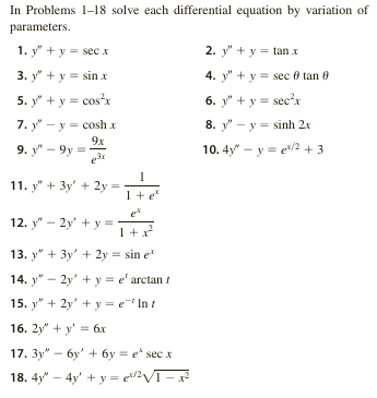 Solved In ﻿Problems 1-18 ﻿solve each differential equation | Chegg.com