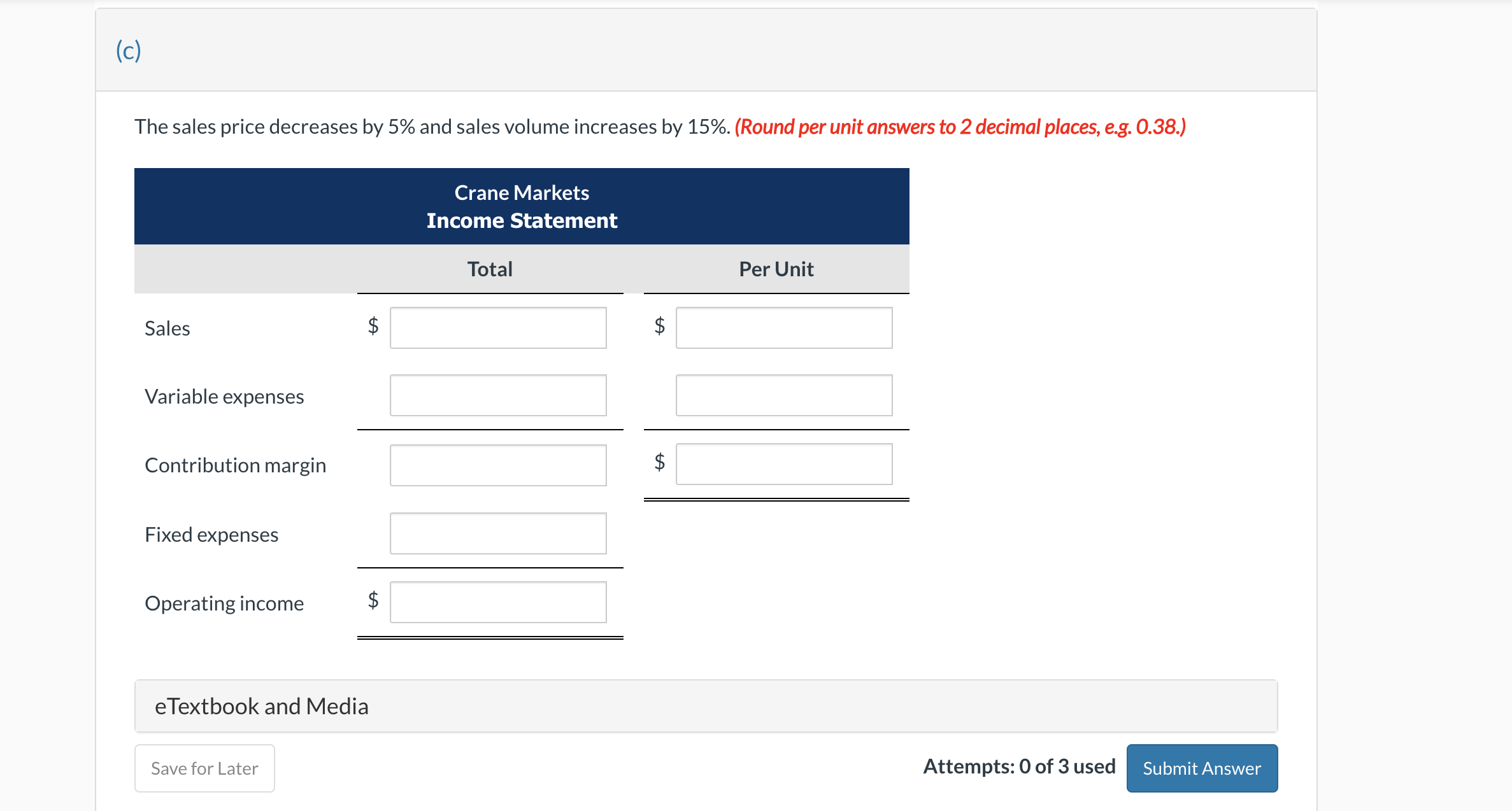 Solved Attempts: 0 of 3 used b) The sales price increases by | Chegg.com