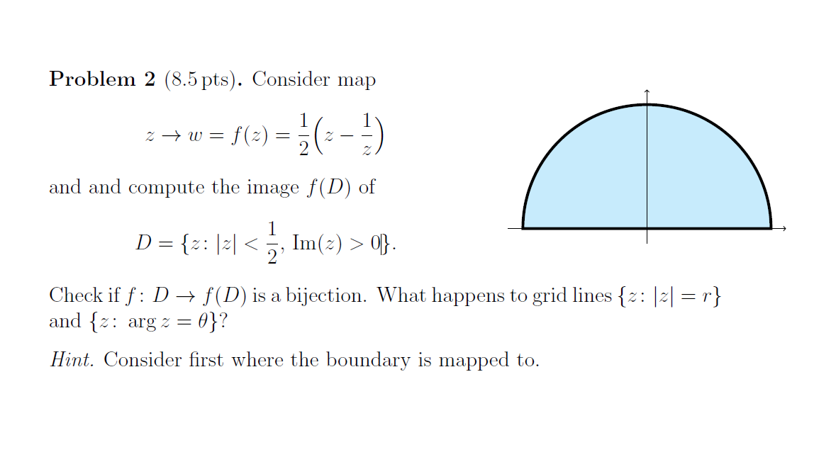 Solved Problem 2 (8.5 pts). Consider map z +w= f(3) =(:-) | Chegg.com