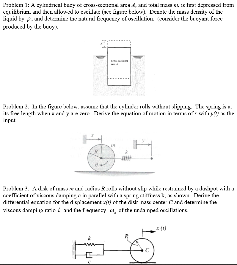 Solved Problem 1: A cylindrical buoy of cross-sectional area | Chegg.com