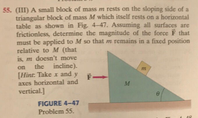 Solved 55. (III) A small block of mass m rests on the | Chegg.com