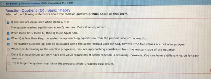 Solved 110v2 13.c.1 P001 Reaction Quotient (Q): Basic Theory | Chegg.com