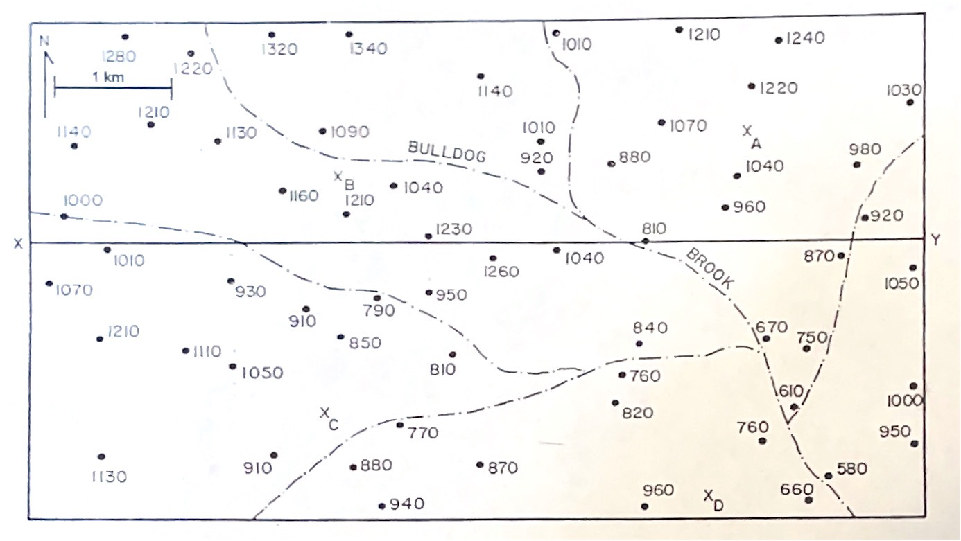 Solved A. Draw in contour lines using a contour interval of | Chegg.com