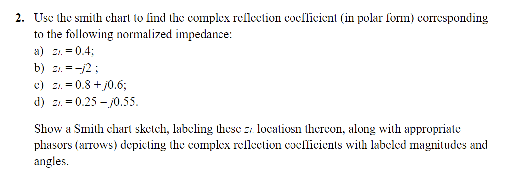 Solved Use the smith chart to find the complex reflection | Chegg.com