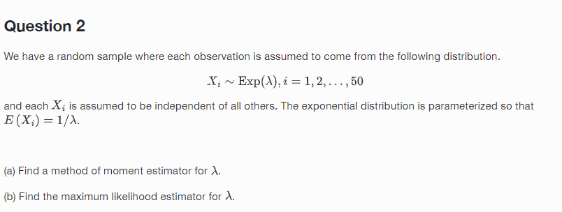 Solved Question 2 We have a random sample where each | Chegg.com