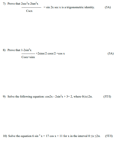 Solved \r\nb) Solve \\( 1-2 \\sin ^{2} x=2 \\sin x \\cos x | Chegg.com