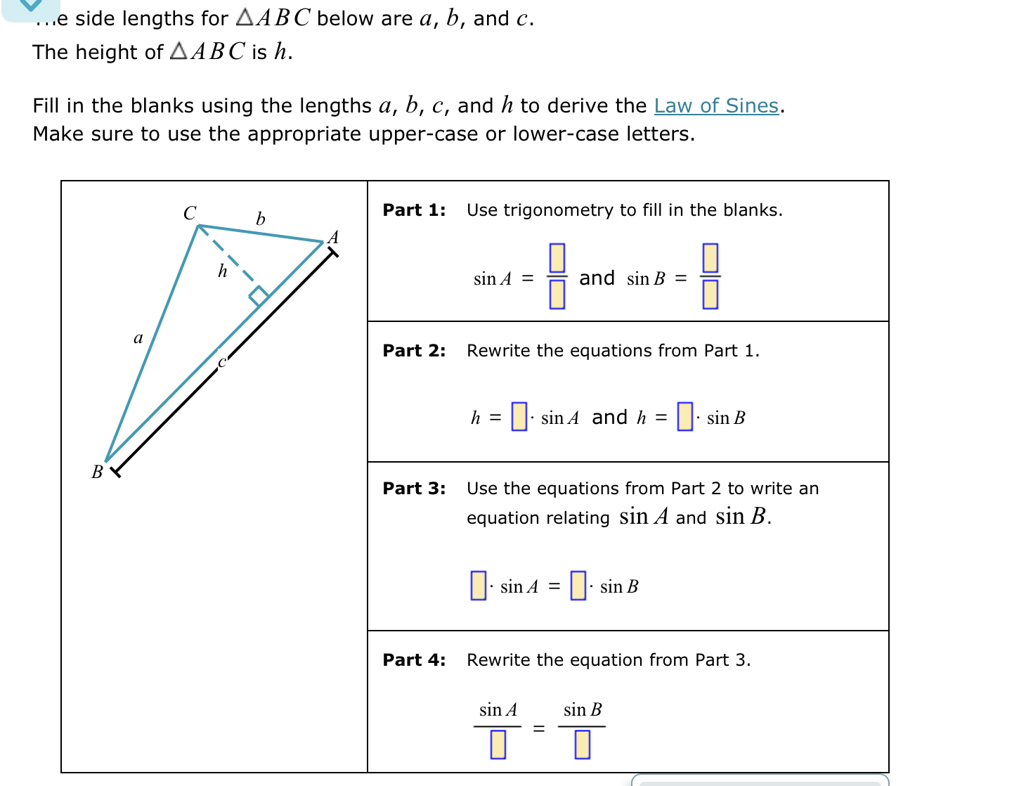 Solved …...e side lengths for ABC below are a,b, and c. The | Chegg.com