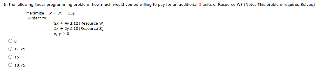 Solved In the following linear programming problem, how much | Chegg.com