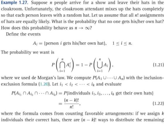 Solved Example 1.27. Suppose n people arrive for a show and | Chegg.com