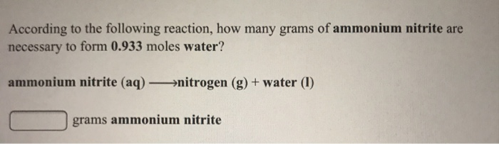 Solved According to the following reaction, how many moles | Chegg.com