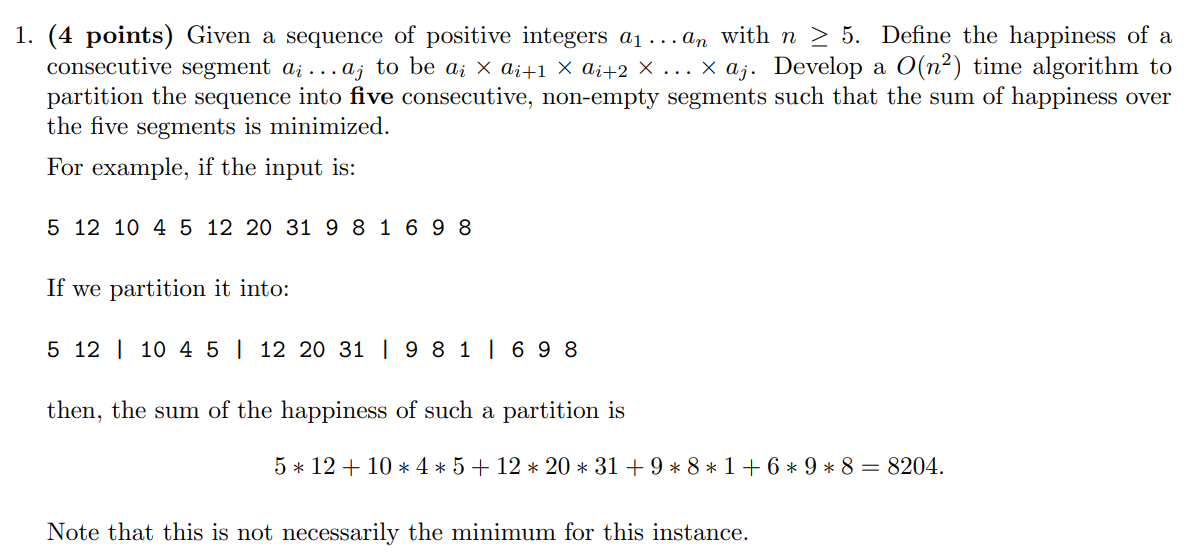 Solved 1. (4 points) Given a sequence of positive integers | Chegg.com