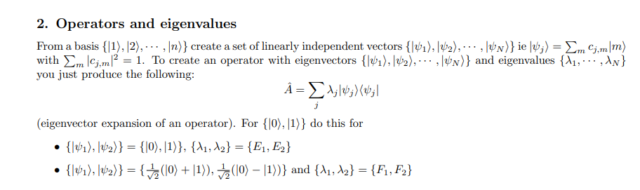 Solved 2. Operators and eigenvalues From a basis | Chegg.com