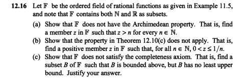 Solved 12.16 Let F be the ordered field of rational | Chegg.com