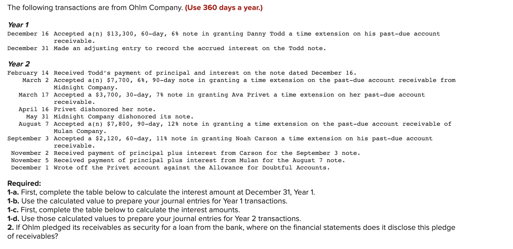 Solved The following transactions are from Ohlm Company. | Chegg.com