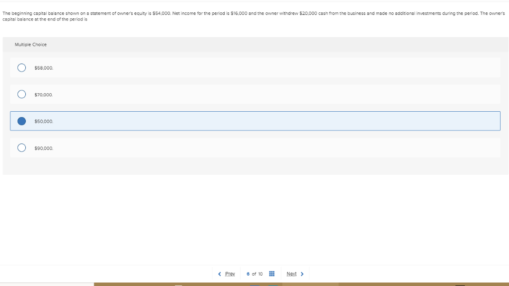 Solved The beginning capital balance shown on a statement of | Chegg.com