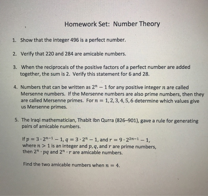 Solved Homework Set: Number Theory 1. Show that the integer | Chegg.com