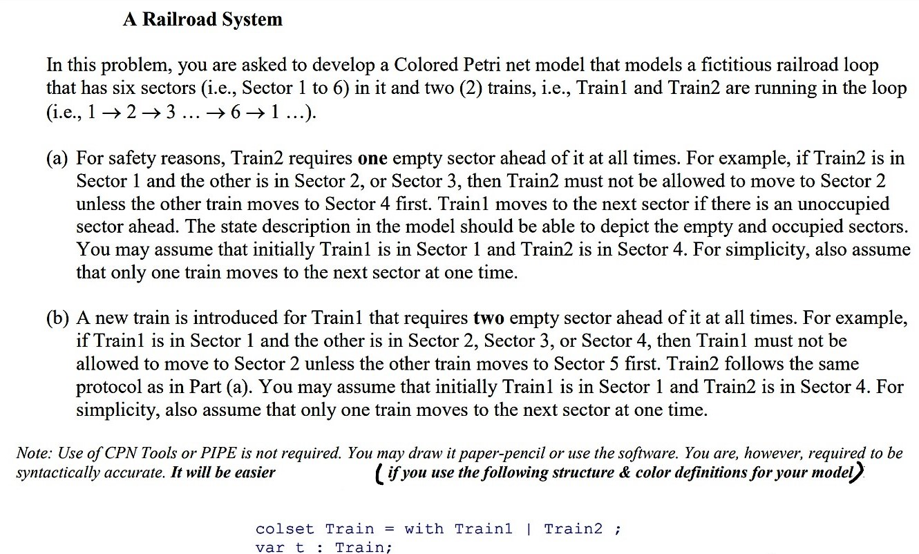 A Railroad System In this problem, you are asked to | Chegg.com