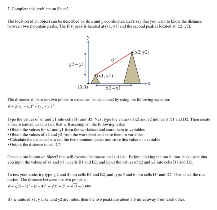 Solved 2. Complete this problem on Sheet2. The location of | Chegg.com