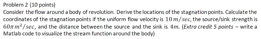 Solved Problem 2 (10 points) Consider the flow around a body | Chegg.com