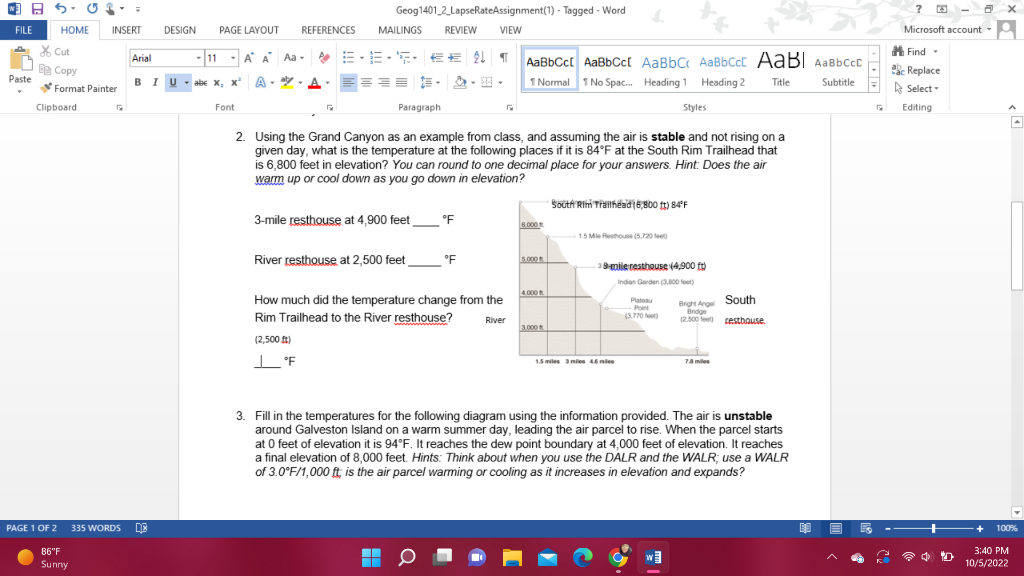 Solved 2. Using the Grand Canyon as an example from class, | Chegg.com