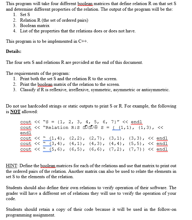 Solved This program will take four different boolean | Chegg.com
