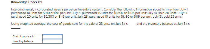 Solved Knowledge Check 01 Intercontinental, Incorporated, | Chegg.com