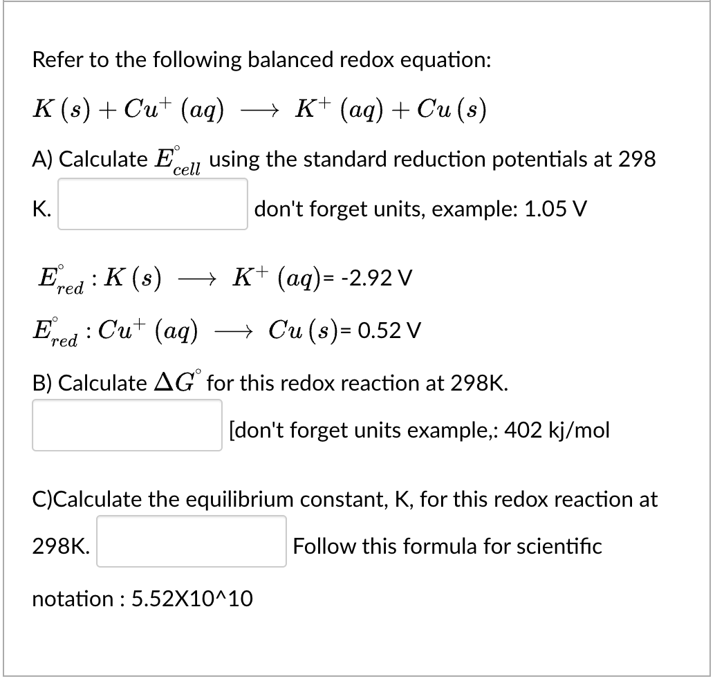 Solved Refer to the following balanced redox equation: | Chegg.com