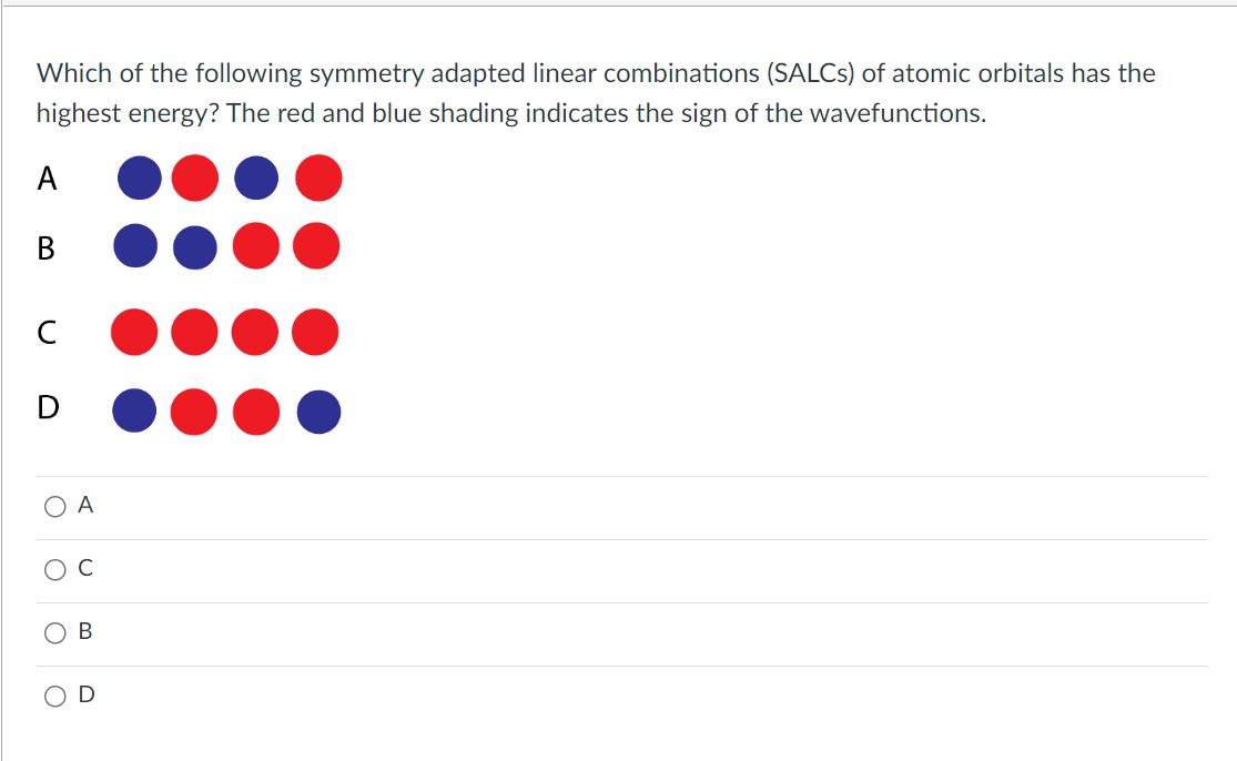 Solved Which Of The Following Symmetry Adapted Linear